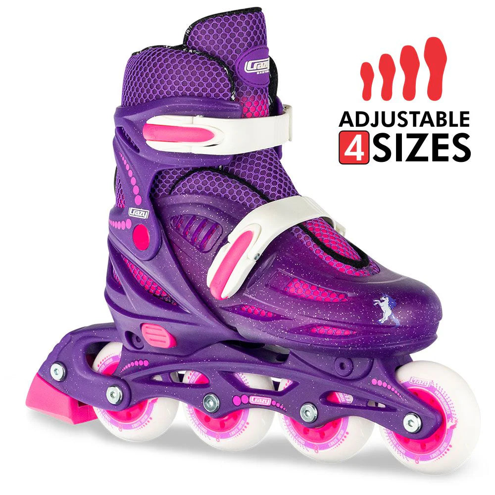 KIDS ADJUSTABLE ROLLERBLADE GLITTER PURPLE – Fresa's Skate Shop